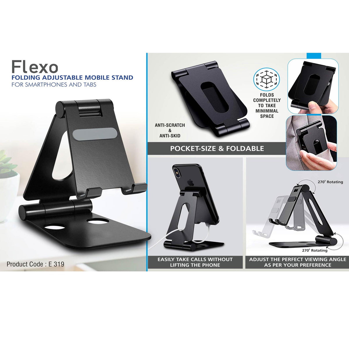 Flexo: Folding Metal Mobile Stand for Smartphones and Tabs | Folds com ...