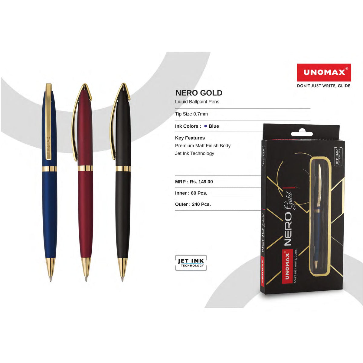 Unomax Nero Gold Liquid Ball Pens — Mudramart Corporate Giftings