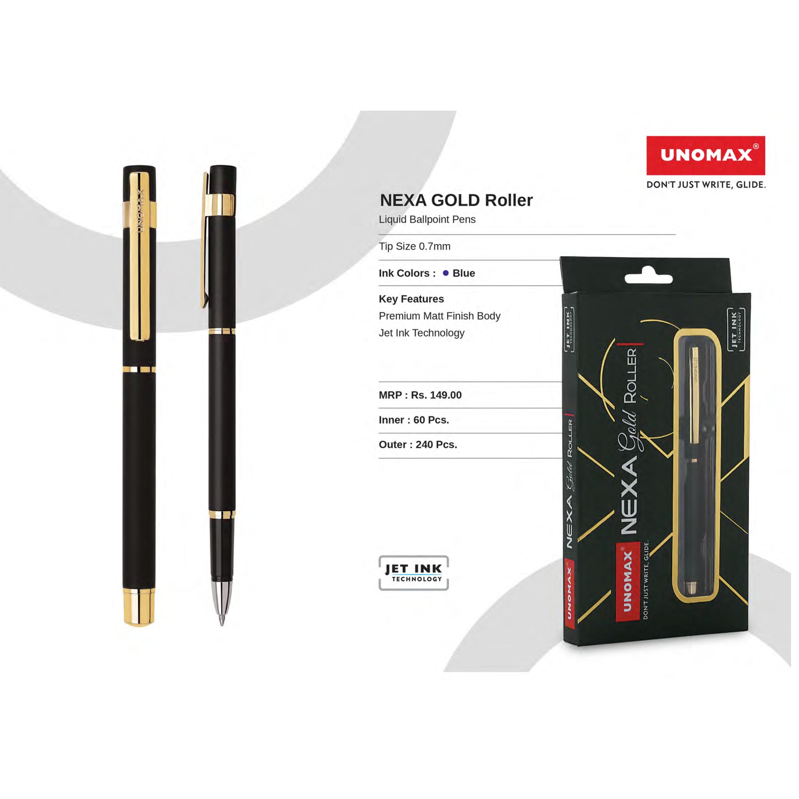 Unomax Nexa Gold Liquid Ball Pens
