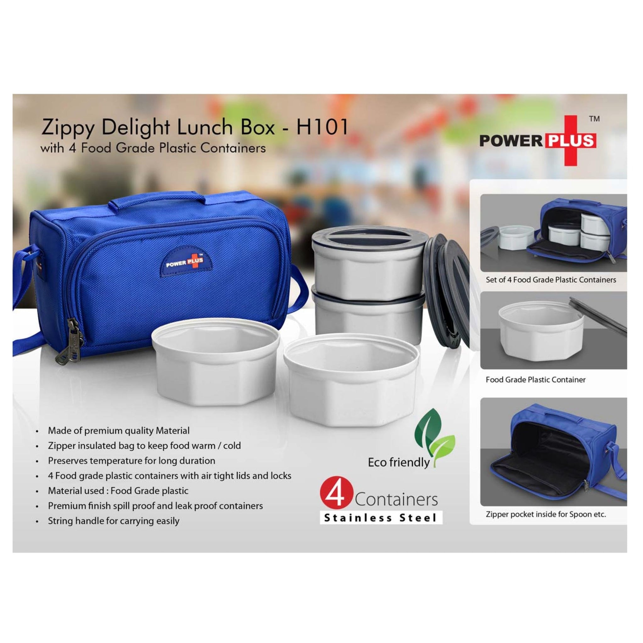 Zippy Delight: 4 Container Lunch Box Plastic Containers - H101